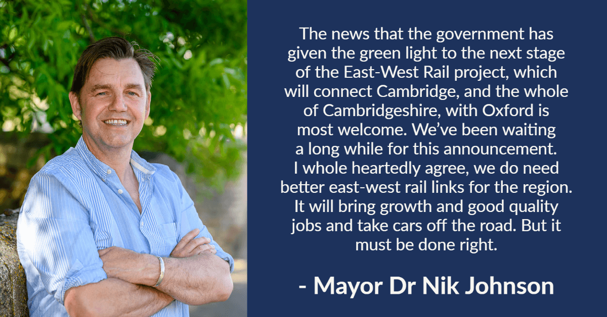 Mayor Dr Nik Johnson's statement regarding East-West Rail announcement ...