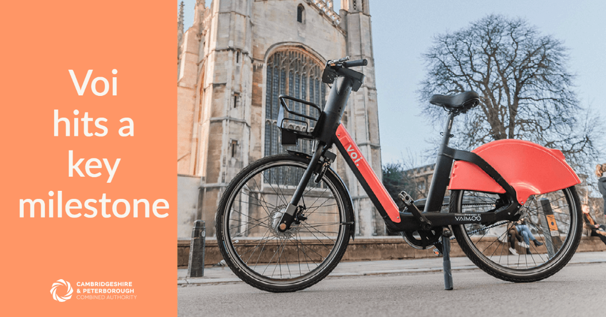 Voi hits a key milestone - Cambridgeshire & Peterborough Combined Authority
